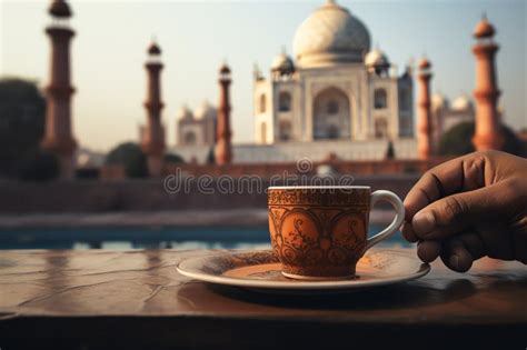 sipping chai tea india symbol with copy space stock illustration