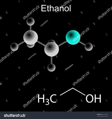 Ethanol Molecule Chemical Structural Formula Model Stock Illustration