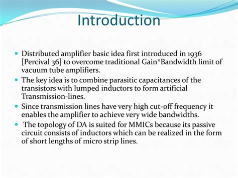 Distributed Amplifiers Presenatation Pptx