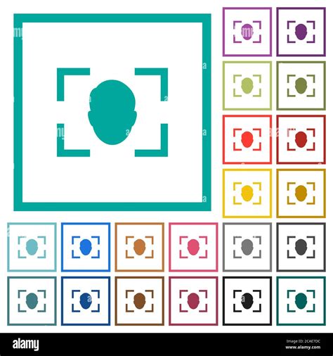 Camera Selfie Mode Flat Color Icons With Quadrant Frames On White Background Stock Vector Image