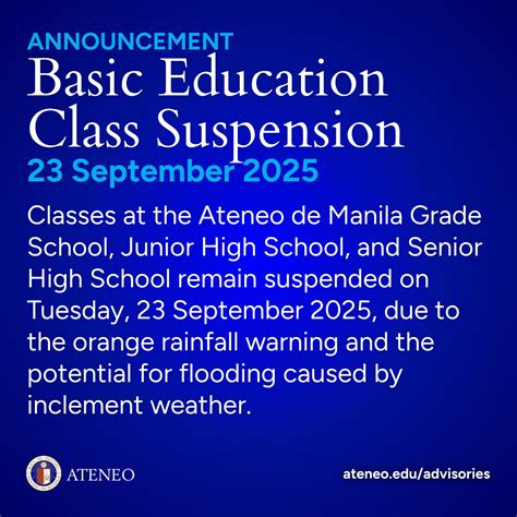 Basic Education Classes Suspended 23 September 2025 News Ateneo De