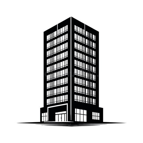 Silueta De Un Edificio De Oficinas Ilustración Del Vector Ilustración De Cubierta Plano