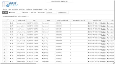 Manage Your GiveWP Data With WP Sheet Editor