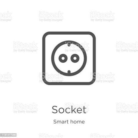 스마트 홈 컬렉션에서 소켓 아이콘 벡터입니다 얇은 라인 소켓 개요 아이콘 벡터 일러스트 레이 션입니다 웹 사이트 디자인 및 모바일 앱 개발을 위한 윤곽 얇은 라인 소켓