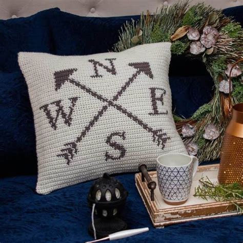 Compass Crochet Pillow Cover Briana K Designs In 2024 Pillow Cover