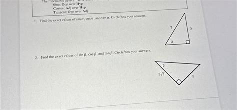 solved 1 find the exact values of sinα cosα and tanα