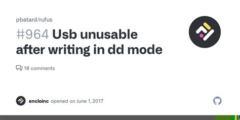Usb Unusable After Writing In Dd Mode · Issue 964 · Pbatard Rufus · Github