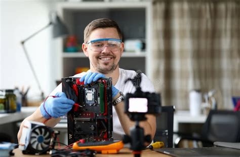 Male Vloger Make Online Broadcast Portrait Stock Image Image Of