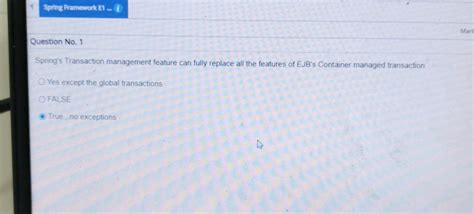 Spring Framework E1 Mark Question No 1 StudyX