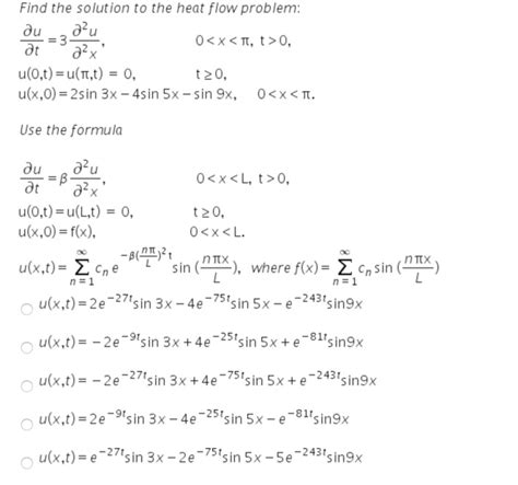 Solved ди Find the solution to the heat flow problem au 3 Chegg
