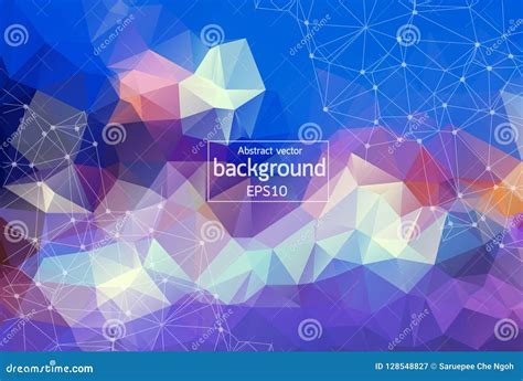 Abstract Polygonal Surface Background Low Poly Mesh Design With Connecting Dot And Line