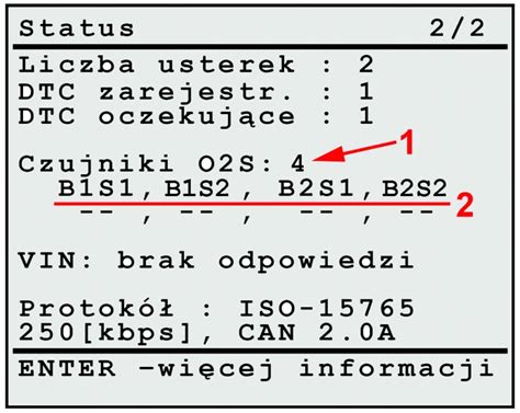 Odczyt informacji o ilości i oznaczeniach miejsc montażu czujników