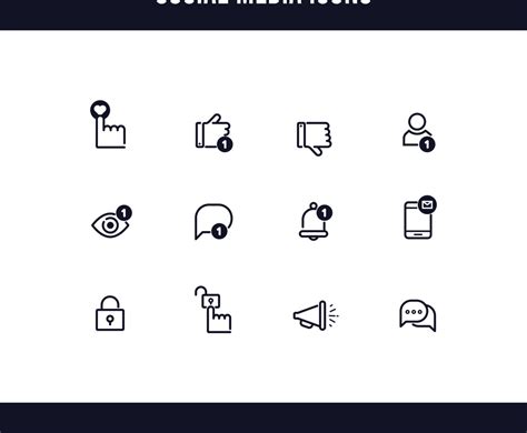 Outline Social Media Reaction Icon Set