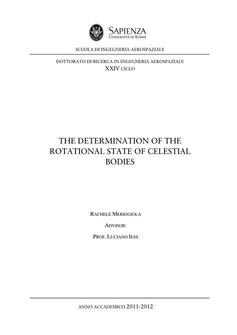 Pdf The Determination Of The Rotational State Of Celestial Bodies