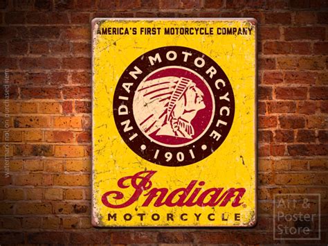 Second Life Marketplace Indian Motorcycle Biker Garage Poster Rusty