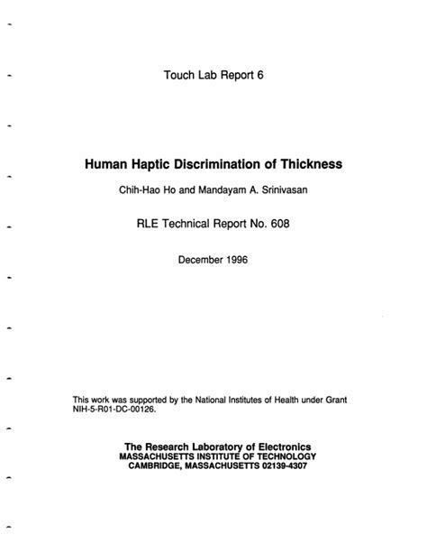 Human Haptic Discrimination Of Thickness