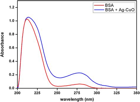 Uvvis Absorption Spectra Of Bsa And Dispersion Of Bsa‐ Ag‐cuo Nps