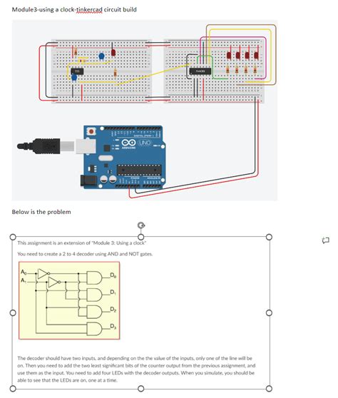 module3 using a clock tinkercad circuit buildbelow is