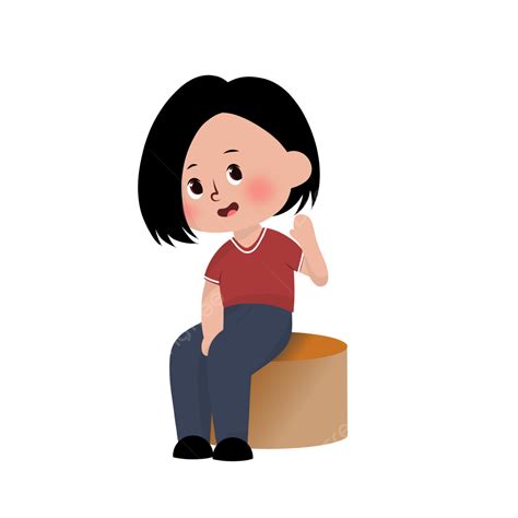 상자에 앉아 소녀 여자 어린이 상자 Png 일러스트 및 Psd 이미지 무료 다운로드 Pngtree