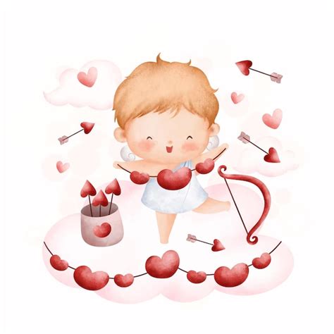 Premium Vector Watercolor Illustration Cute Valentine Cupid