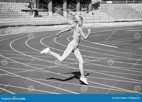 Fitness Woman Running In Sportswear On Stadium Speed Stock Image Image Of Coach Sportswear