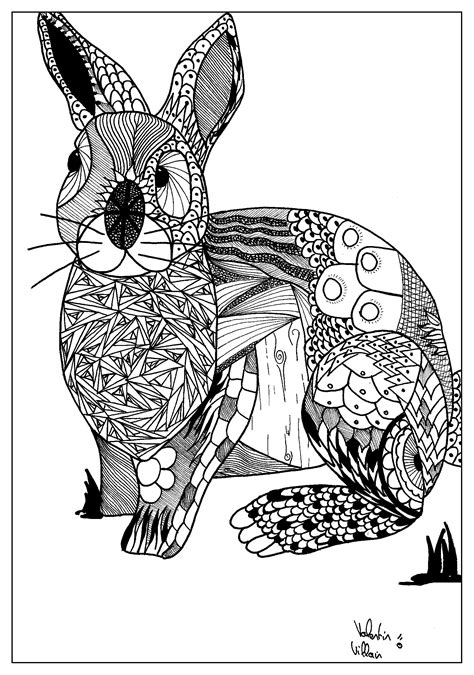 Lapin Dessiné Avec Le Style Zentangle Coloriages De Pâques à Imprimer Pour Adultes