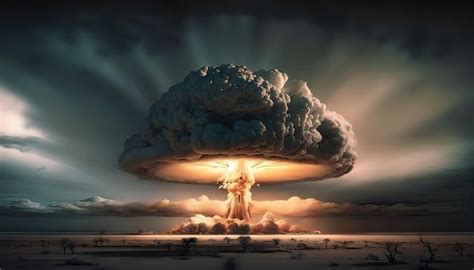 Premium Ai Image Nuclear Explosion In The Desert Nuke Bomb Mushroom