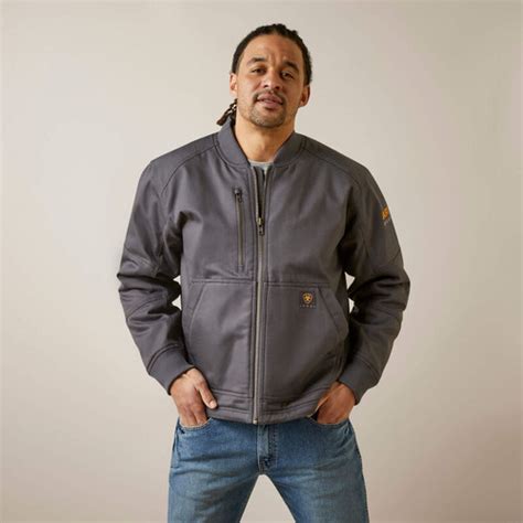 Rebar Stretch Canvas Bomber Jacket In Rebar Grey By Ariat