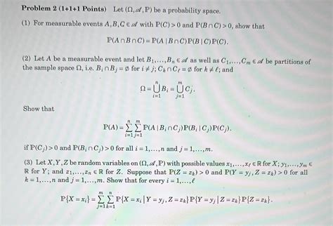 Solved Problem 2 1 1 1 Points Let Ω A P be a probability Chegg