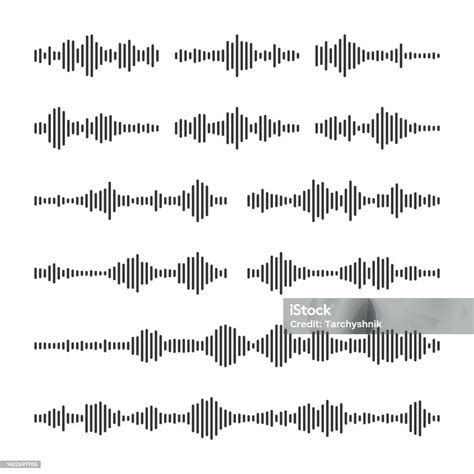 음성 메시지 메일 소셜 미디어 채팅 대화 메시징 앱 음악 플레이어 오디오 또는 비디오 편집기 인터페이스 요소 음성 비서 레코더 음파 패턴 벡터 일러스트레이션 Brand
