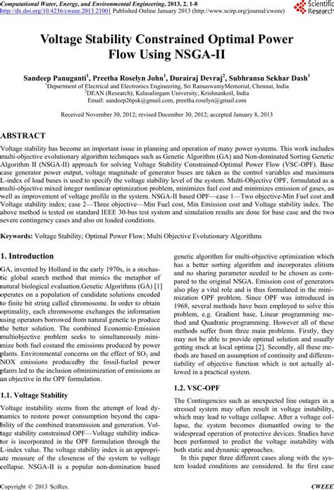 Voltage Stability Constrained Optimal Power Flow Using NSGA II