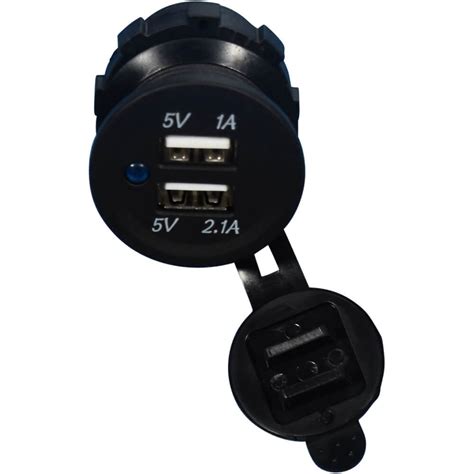 DUAL USB 12V SOCKET BLACK