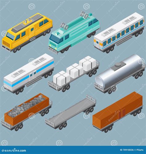 Isometric Railroad Train Vector Image Stock Vector Illustration Of Covered Container
