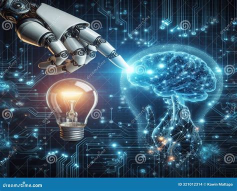 Hands Of Robot And Human Touch On Big Data Network Stock Illustration