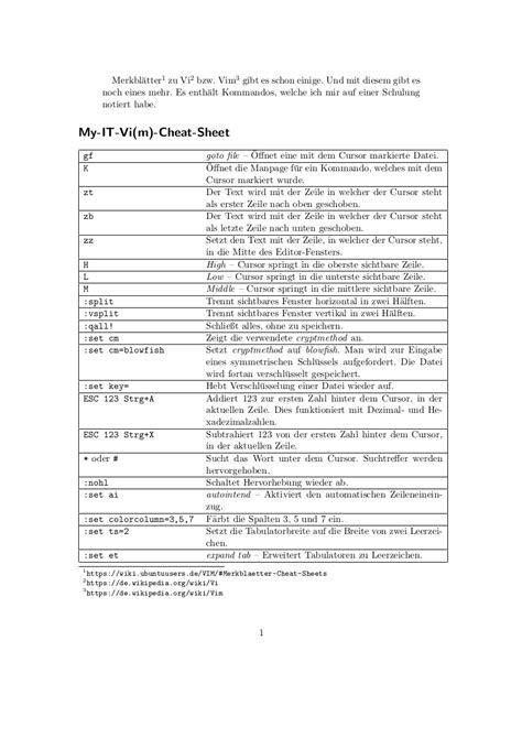 My It Vi M Cheat Sheet My It Brain