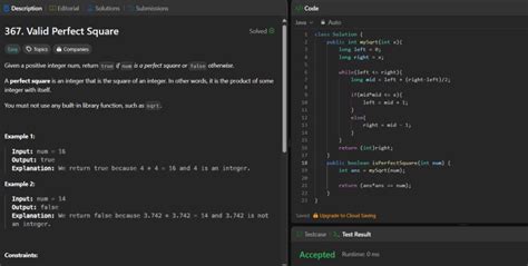 100dayscodingchallenge Leetcode Dsa Binarysearch Perfectsquare