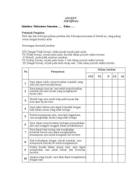 Angket Self Efficacy Pdf