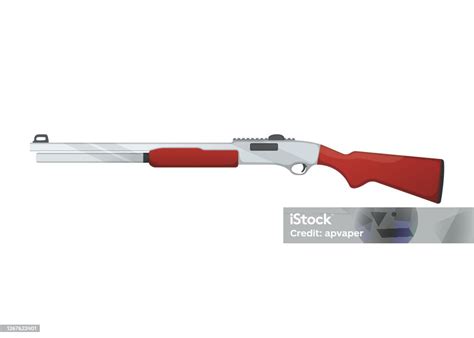 獵槍圖標個人自衛武器 概念卡通向量插圖 孤立在白色卡賓強大的獵槍槍向量圖形及更多9mm 手槍圖片 9mm 手槍 M16步槍 一組物體 Istock