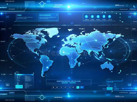 Futuristic Blue Digital Interface With World Map And Data Stock Image Image Of Global