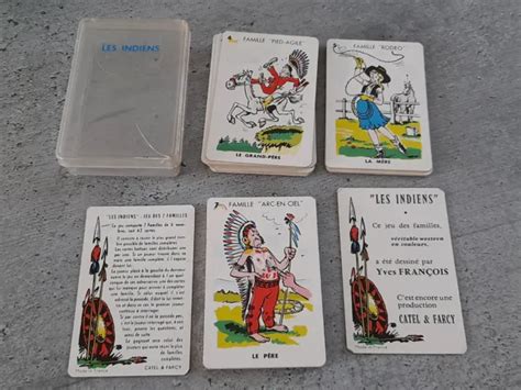 ANCIEN JEU DE cartes des familles les indiens par Yves François Catel Farcy EUR