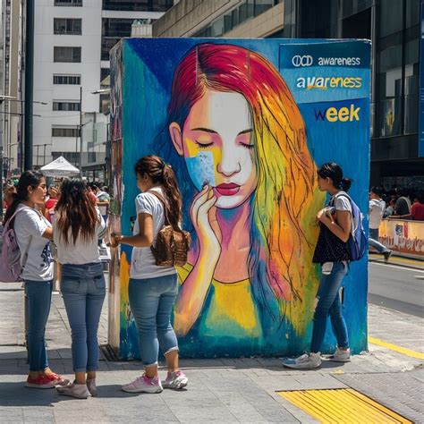 A Group Of People Stand In Front Of A Billboard That Says Macaros
