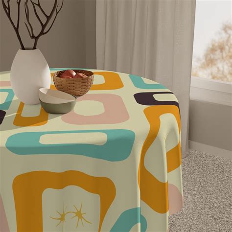 Retro Geometric Tablecloth 1960s Style Dining Table Cover Etsy