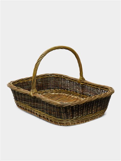 Brown Handwoven Willow Rectangular Basket By Benjamin Nauleau Abask