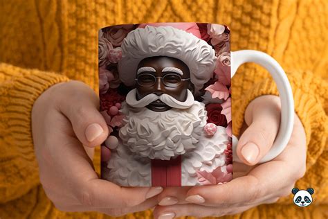 3D Black Santa Mug Wrap Sublimation Graphic By Pandastic Creative Fabrica