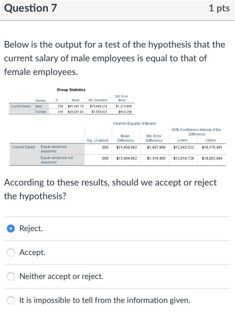 Solved Question 7 1 Pts Below Is The Output For A Test Of Chegg Com