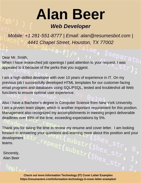 Web Developer Cover Letter Samples And Templates Pdfword 2024 Rb