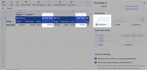 Change The Display Settings Of Pivot Tables
