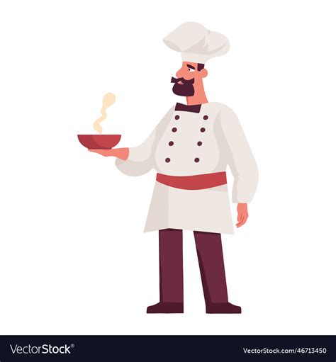 Chef Holding Plate Of Gourmet Food Smiling Vector Image
