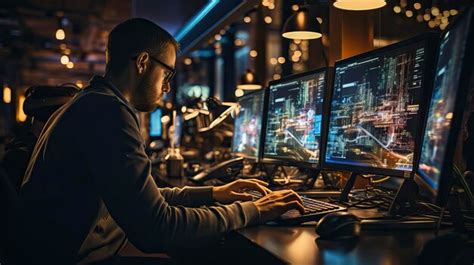 Premium Ai Image A Focused Software Engineer Typing Lines Of Code On