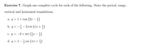 Solved Exercise Graph One Complete Cycle For Each Of The Chegg